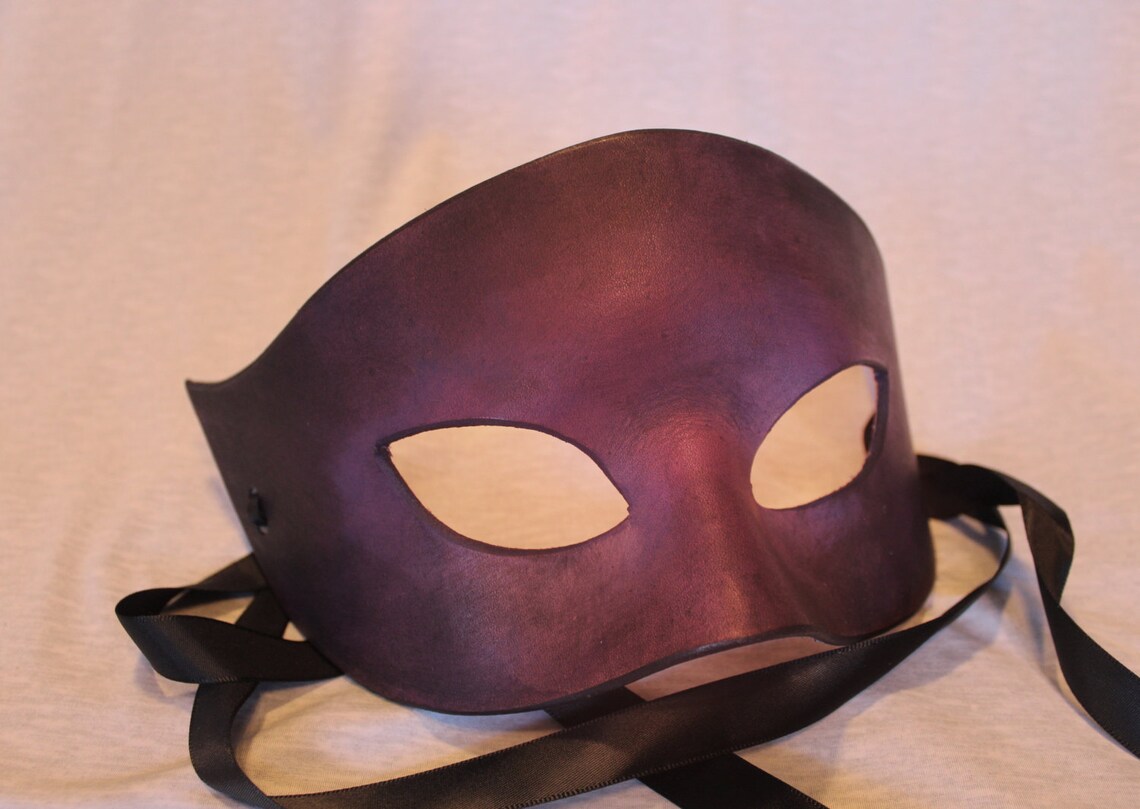 Purple Leather Masquerade Domino Mask | Etsy