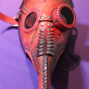 Plague Doctor Mask in Red Leather - Steampunk Inspired - Plague Doctor ...