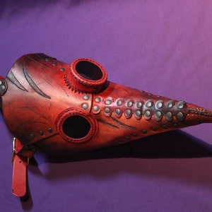 Plague Doctor Mask in Red Leather - Steampunk Inspired - Plague Doctor ...