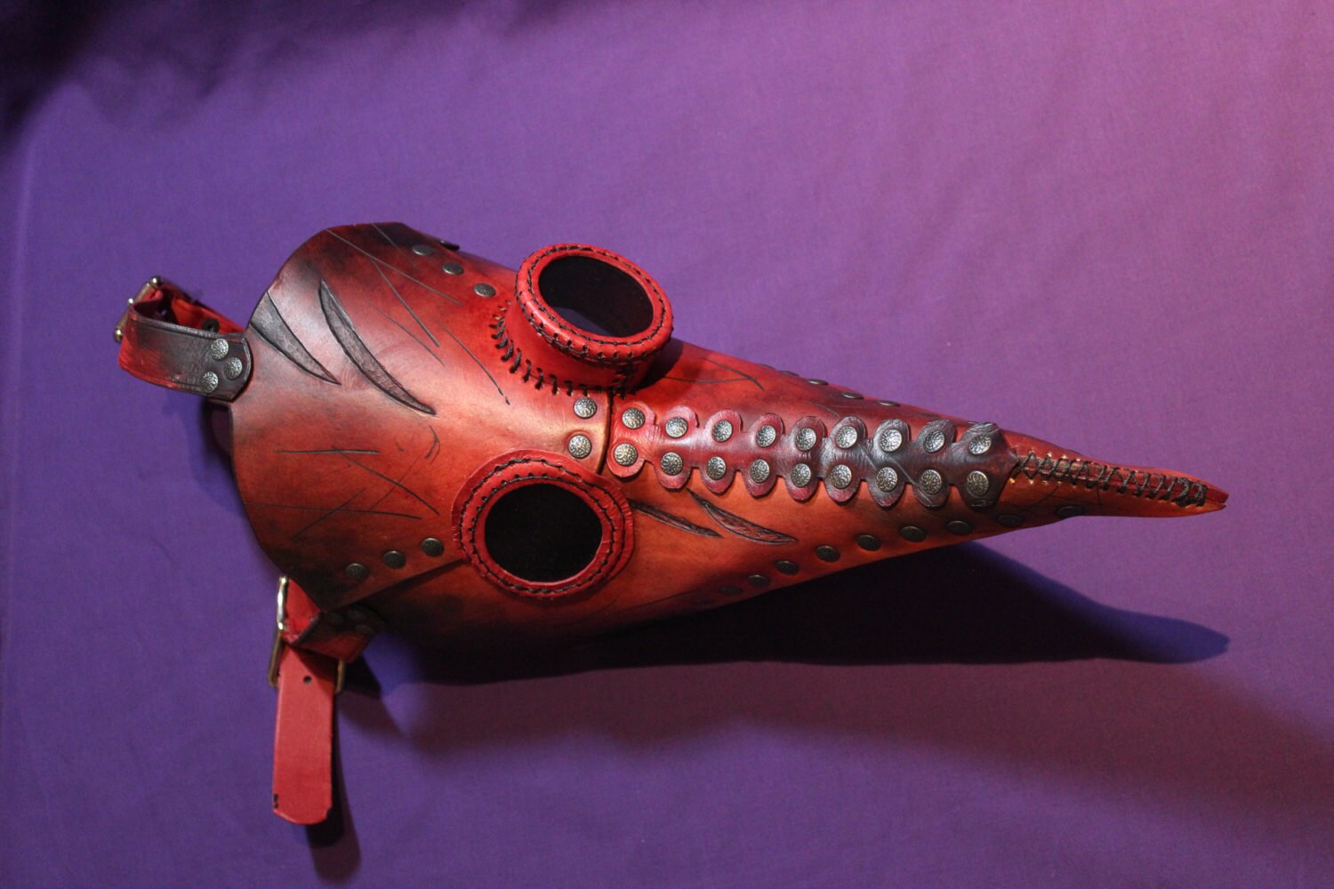 Plague Doctor Mask in Red Leather - Steampunk Inspired - Plague Doctor ...