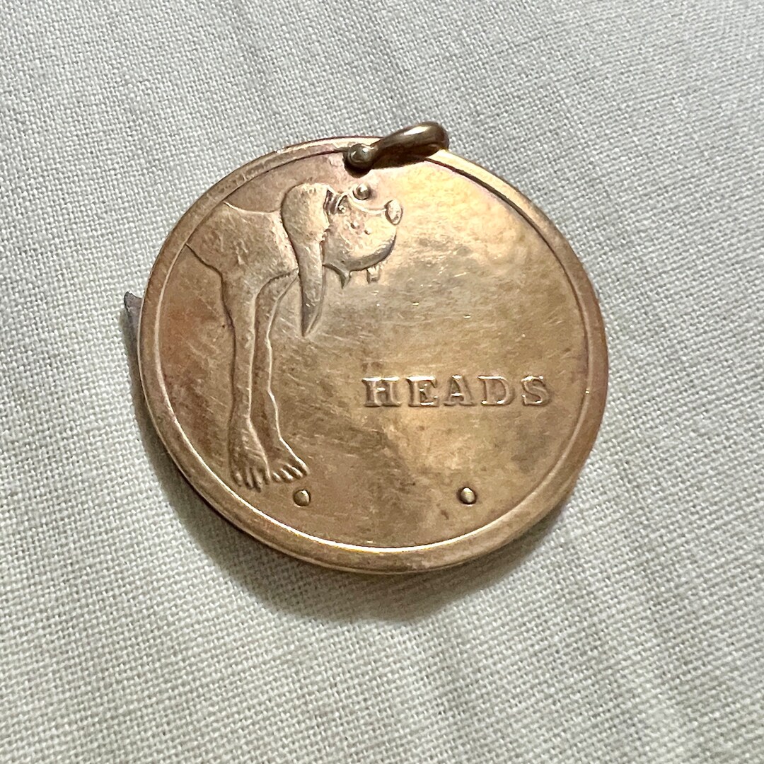 RARE C. 1930s Art Deco Hickok Dog heads or tails Fob Pendent With Nail ...