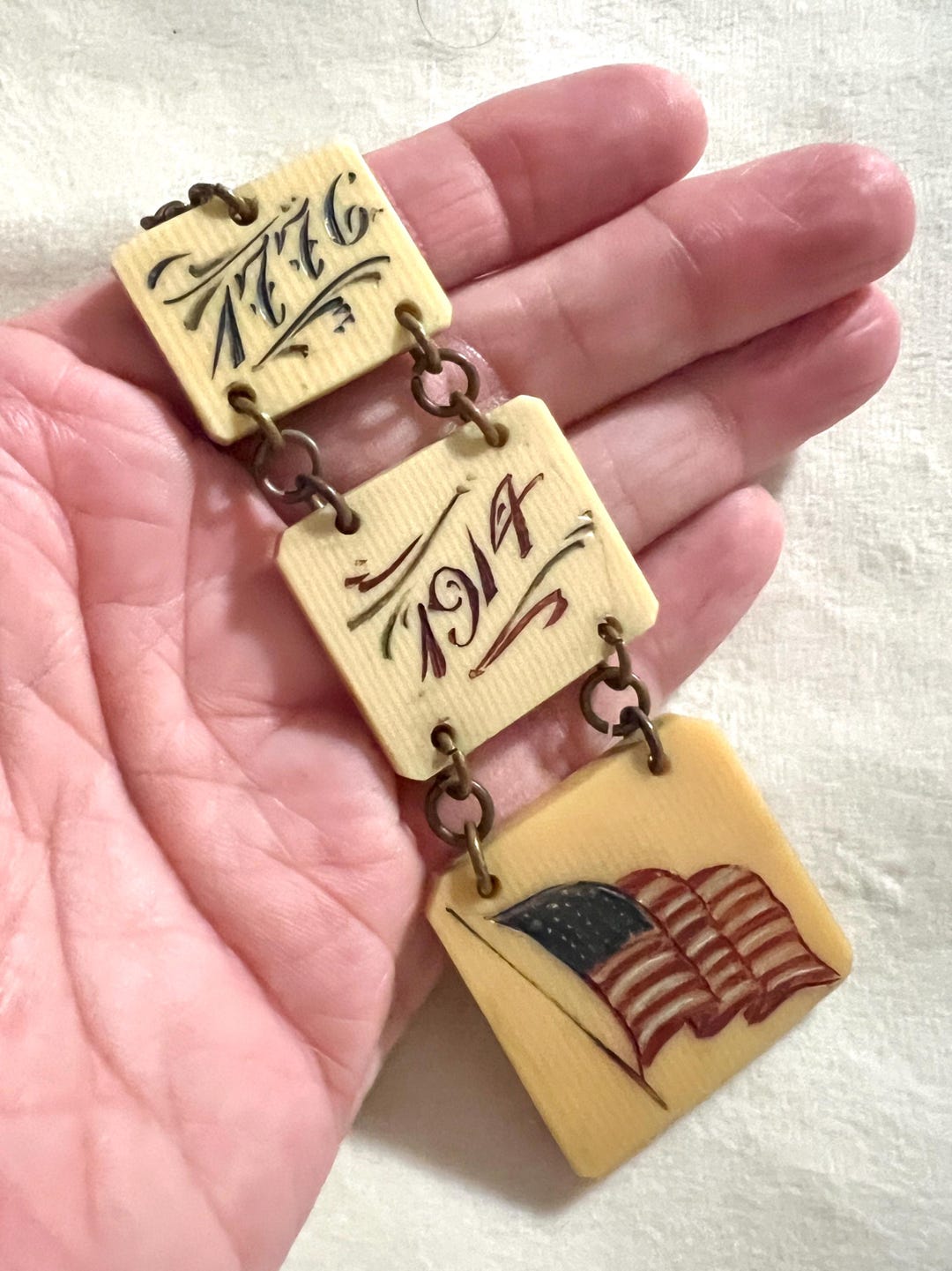 Antique Patriotic Celluloid Ivorine Watch Fob Purse Pull - Etsy