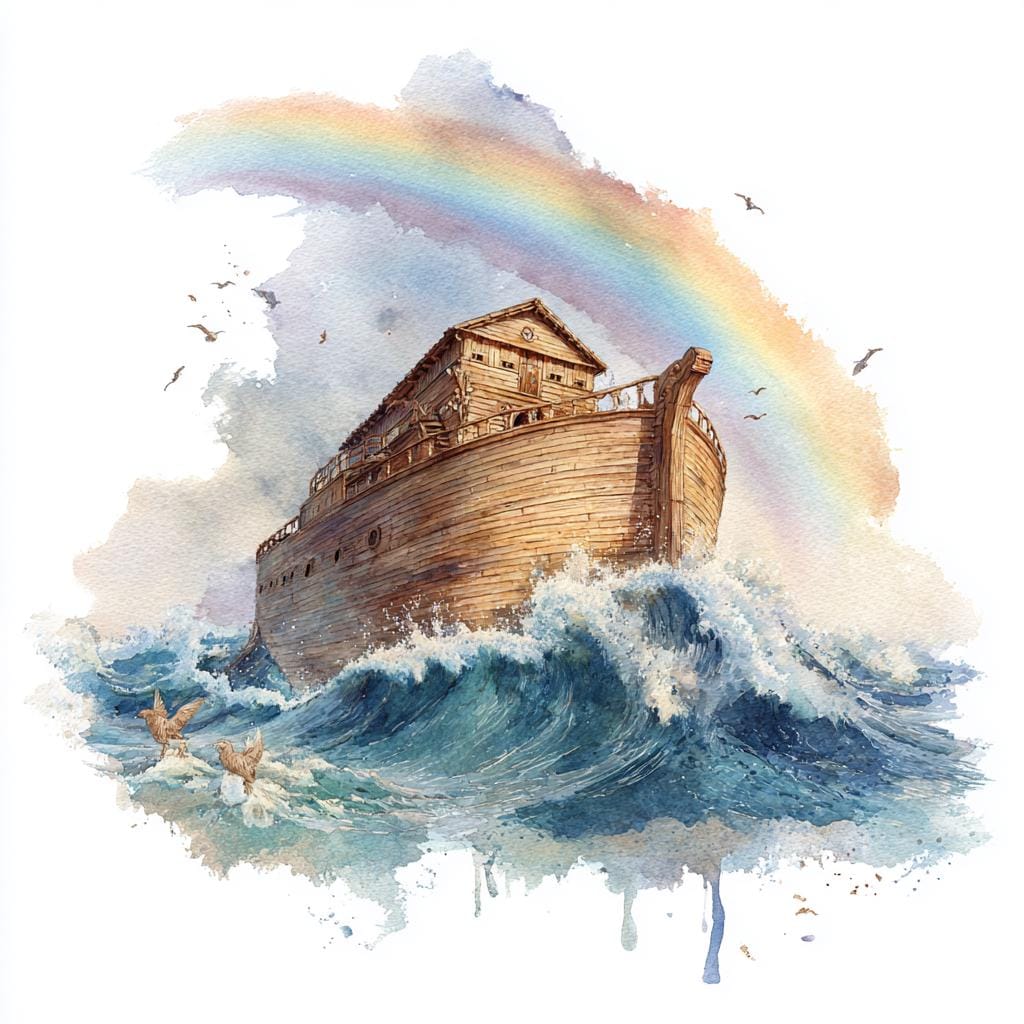 8 Noah’s Ark Clipart, Rainbow Sea Biblical Scene PNG, Noahs Ark ...