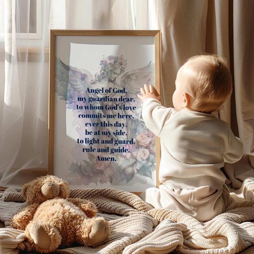 Angel of God Prayer Wall Art, Guardian Angel Wall Art Digital Printable ...