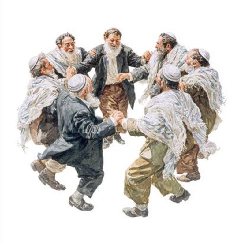 8 Jewish Hora Dance Clipart Men Dancing Wall Art Watercolor Painting ...