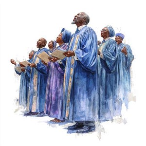 8 Church Gospel Choir Clipart, Watercolor Printable, Digital Download ...