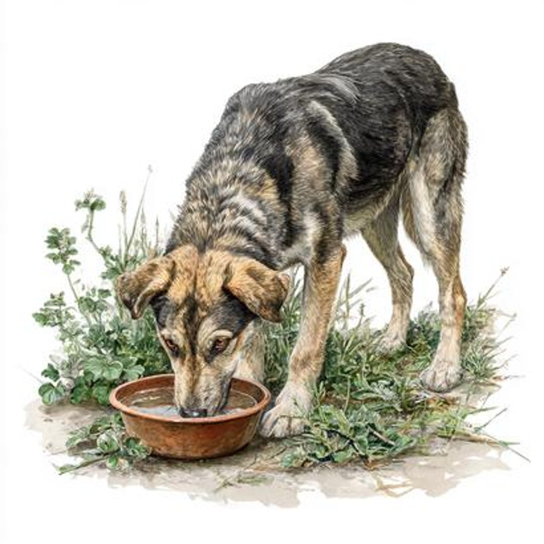 8 Country Mutt Dog Eating Clipart, Realistic Farm Animals Watercolor ...