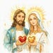 8 Jesus and Mary Clipart Sacred Immaculate Heart Clipart Watercolor ...