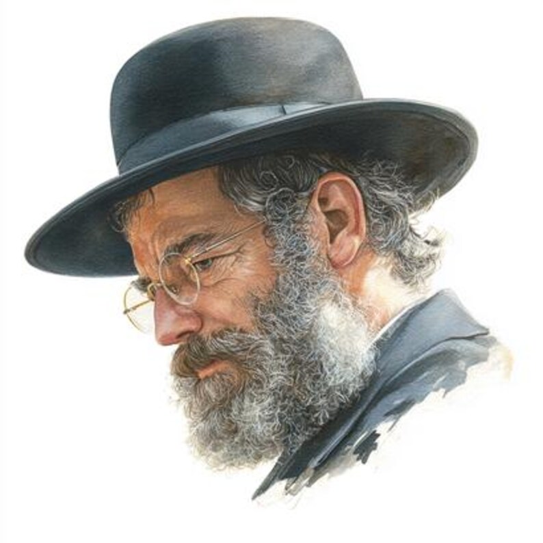 8 Jewish Man Portrait Clipart Watercolor Religious Jew Face Jerusalem ...