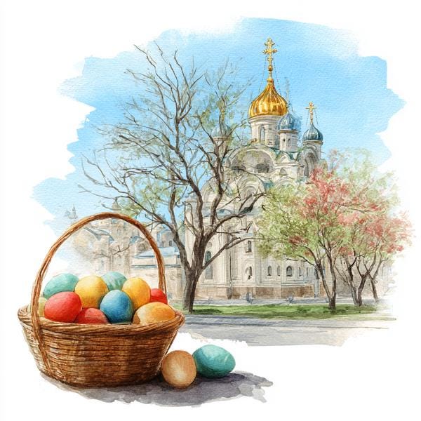 8 Orthodox Easter Clipart Russian Eggs Basket Watercolor Printable ...