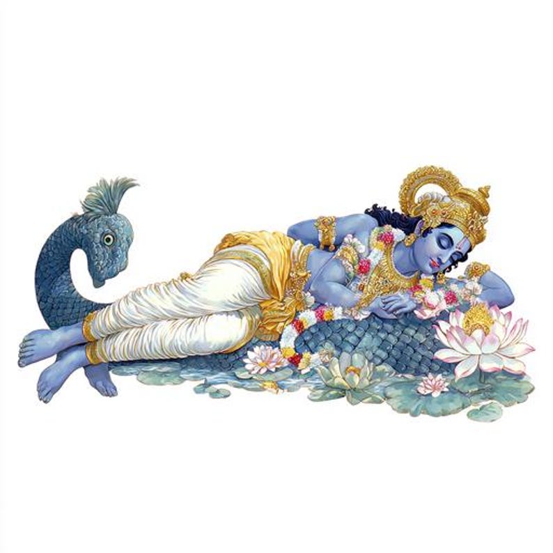 8 Lord Vishnu Lying Clipart, Hindu God, Watercolor Printable, High ...