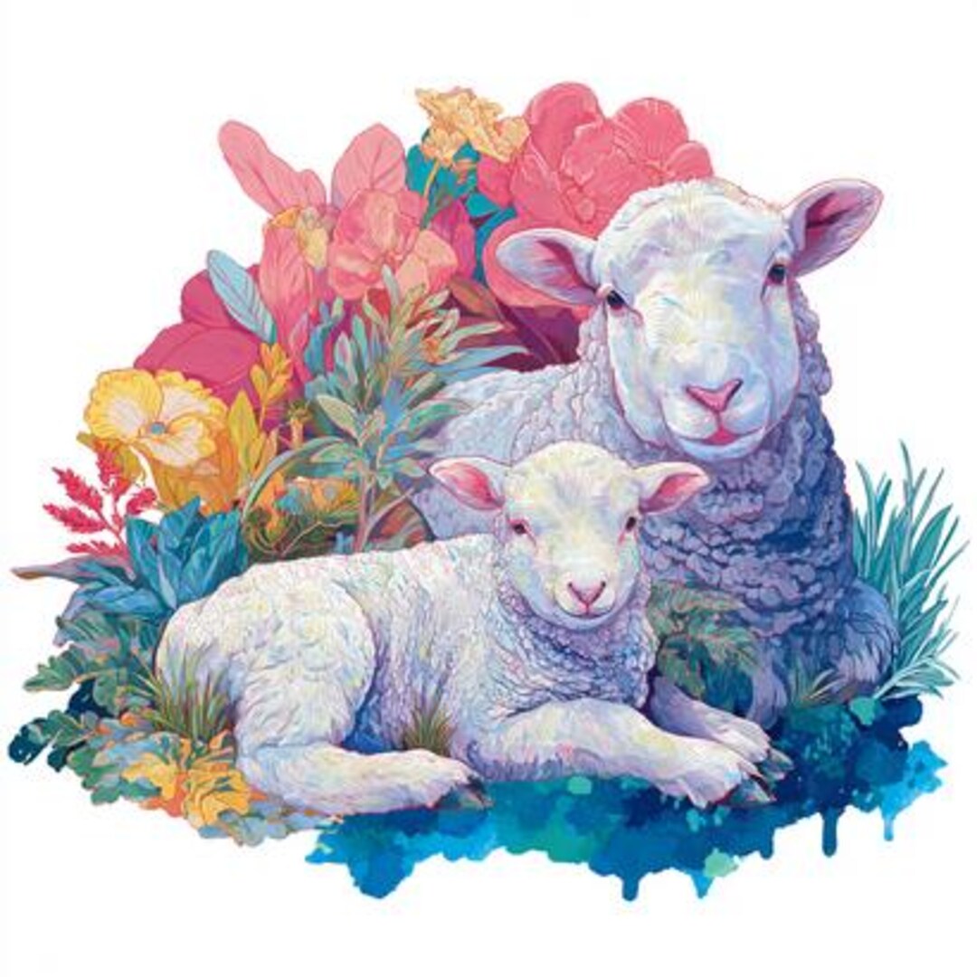10 Sheep Family Clipart Sweet Baby Lamb, Farmyard Animals Watercolor ...