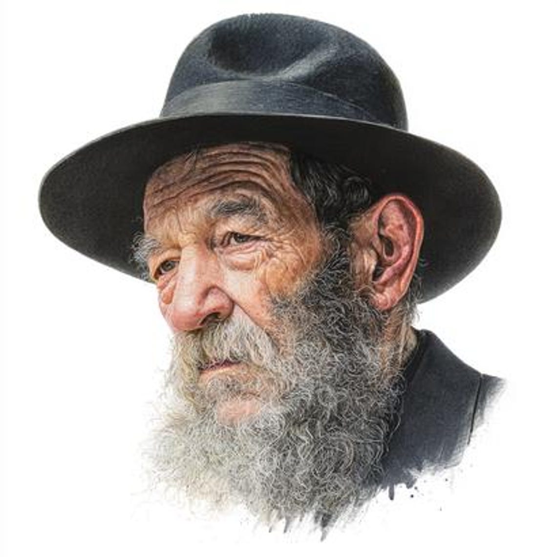 8 Jewish Man Portrait Clipart Watercolor Religious Jew Face Jerusalem ...