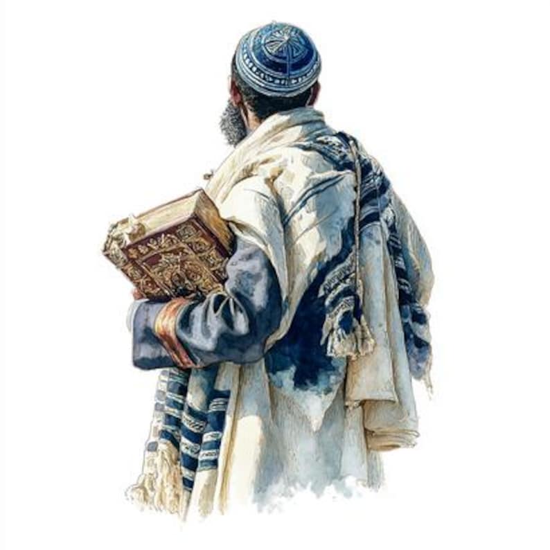 8 Jewish Ancient Rabbi With Torah Scroll Clipart Watercolor Printable ...