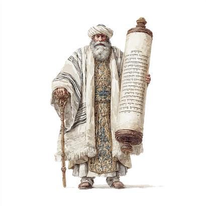 8 Jewish Ancient Rabbi With Torah Scroll Clipart Watercolor Printable ...