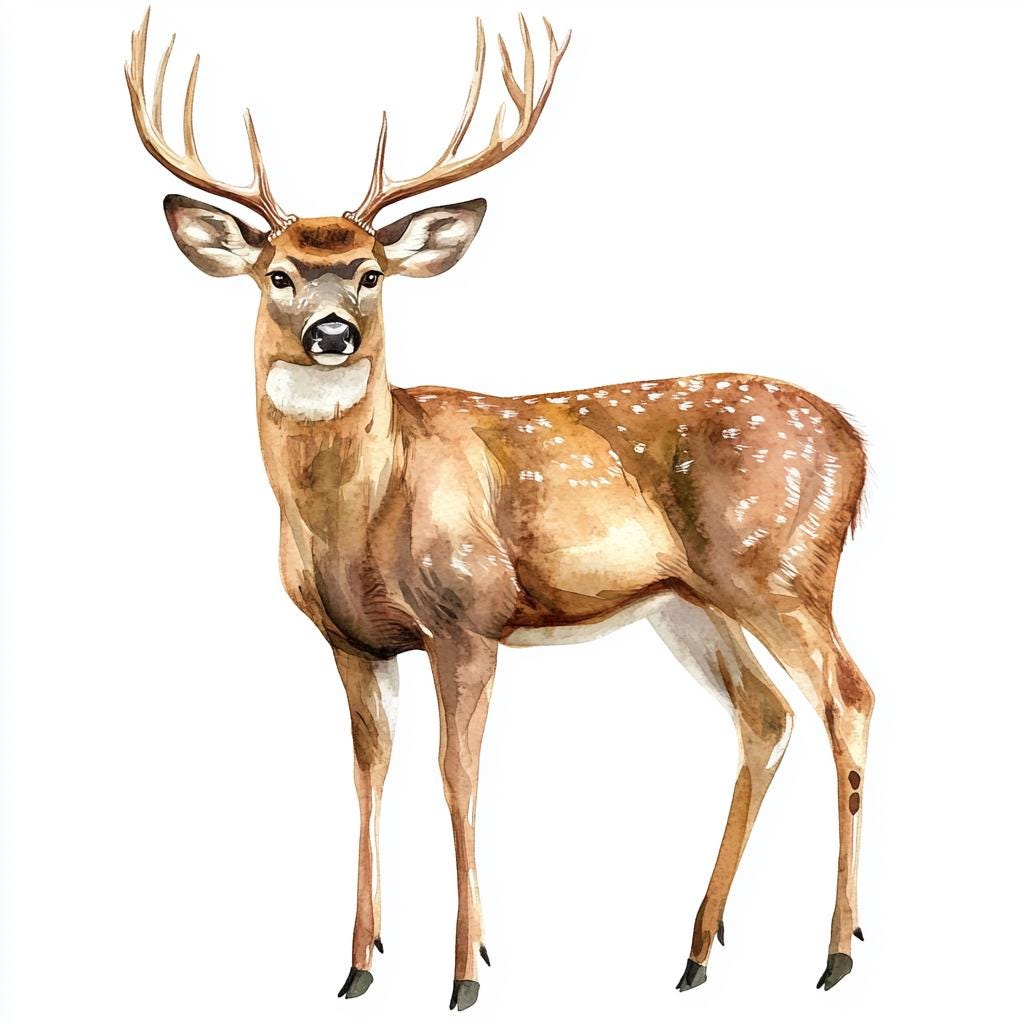 8 Buck Deer File Clipart Watercolor Printable Woodland Fawn Animals ...