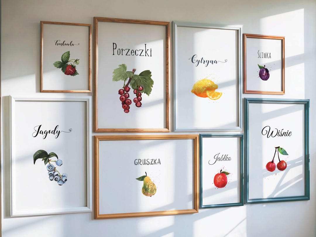 Polish Kitchen Decor Polska Kuchnia Po Polsku SET of 8 FRUIT Posters ...