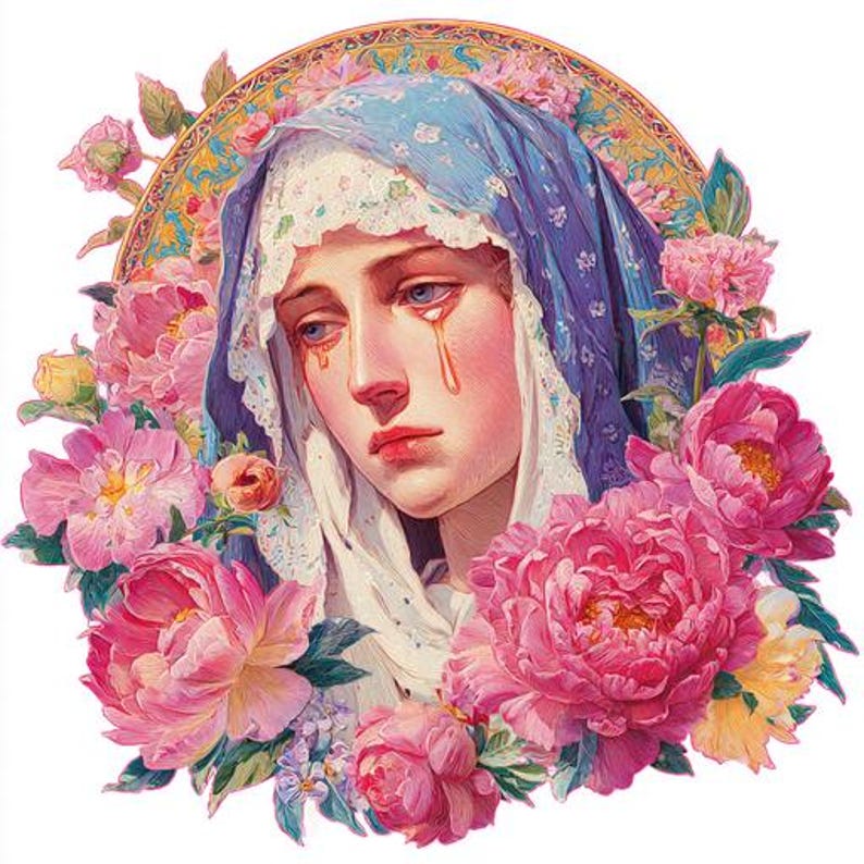 8 Our Lady Dolorosa Clipart, Virgin Mary of 7 Sorrows Watercolor ...