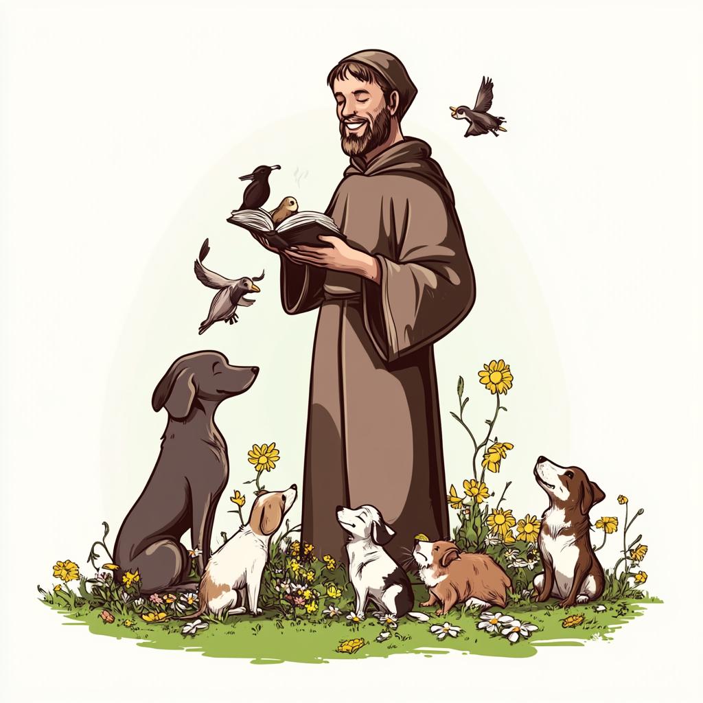 4 Saint Francis of Assisi Clipart Digital Download Animals Line Art ...