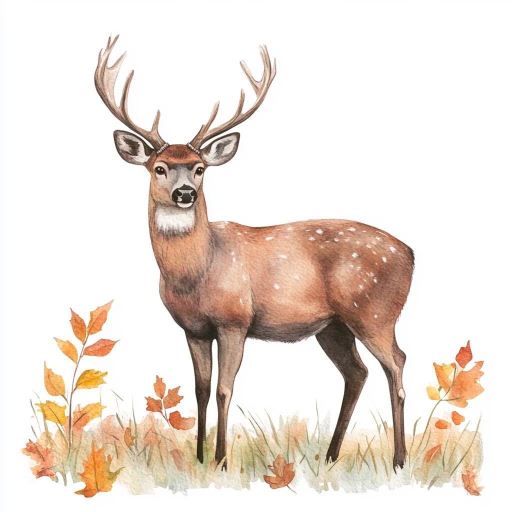 8 Buck Deer File Clipart Watercolor Printable Woodland Fawn Animals ...