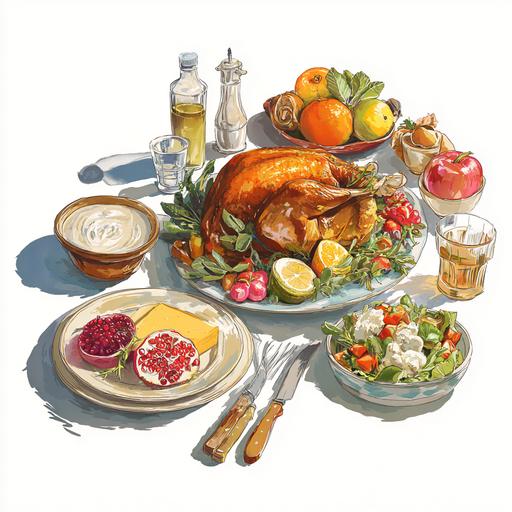 8 Thanksgiving Dinner Table Clipart, Watercolor Printable, Digital ...