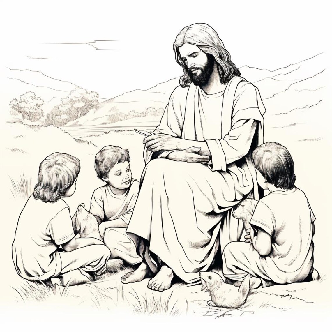 4 Jesus Christ Teaching Children Clipart Christian Catholic Design ...