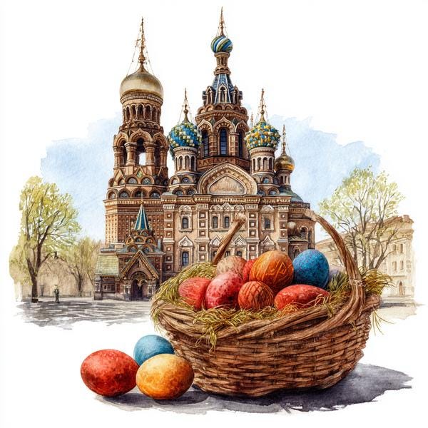 8 Orthodox Easter Clipart Russian Eggs Basket Watercolor Printable ...