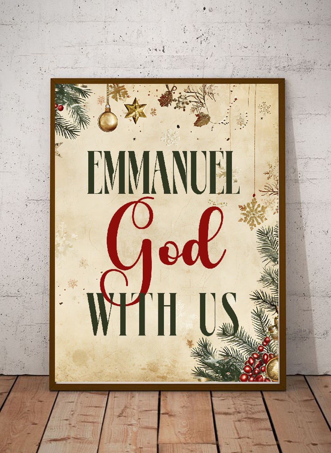 Matthew 1:23, Emmanuel God With Us, Christmas Bible Verse Wall Art ...