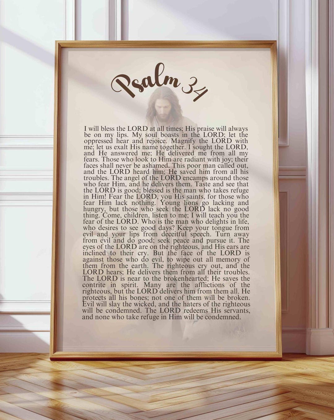 Psalm 34 Print, I Will Bless the Lord at All Times, Bible Verse Gift ...