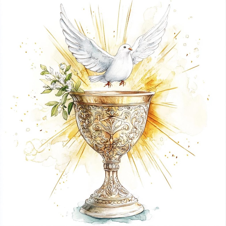 8 First Holy Communion Chalice Clipart Watercolor Eucharist Clipart ...