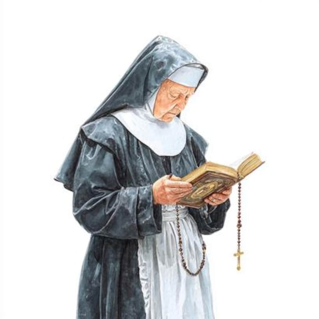 8 Elderly Nun Clipart, Christian Catholic Faith, Watercolor Printable ...