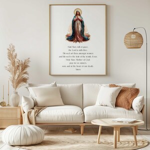 Hail Mary Prayer Print Blessed Mother POSTER Prayer to Virgin Mary ...