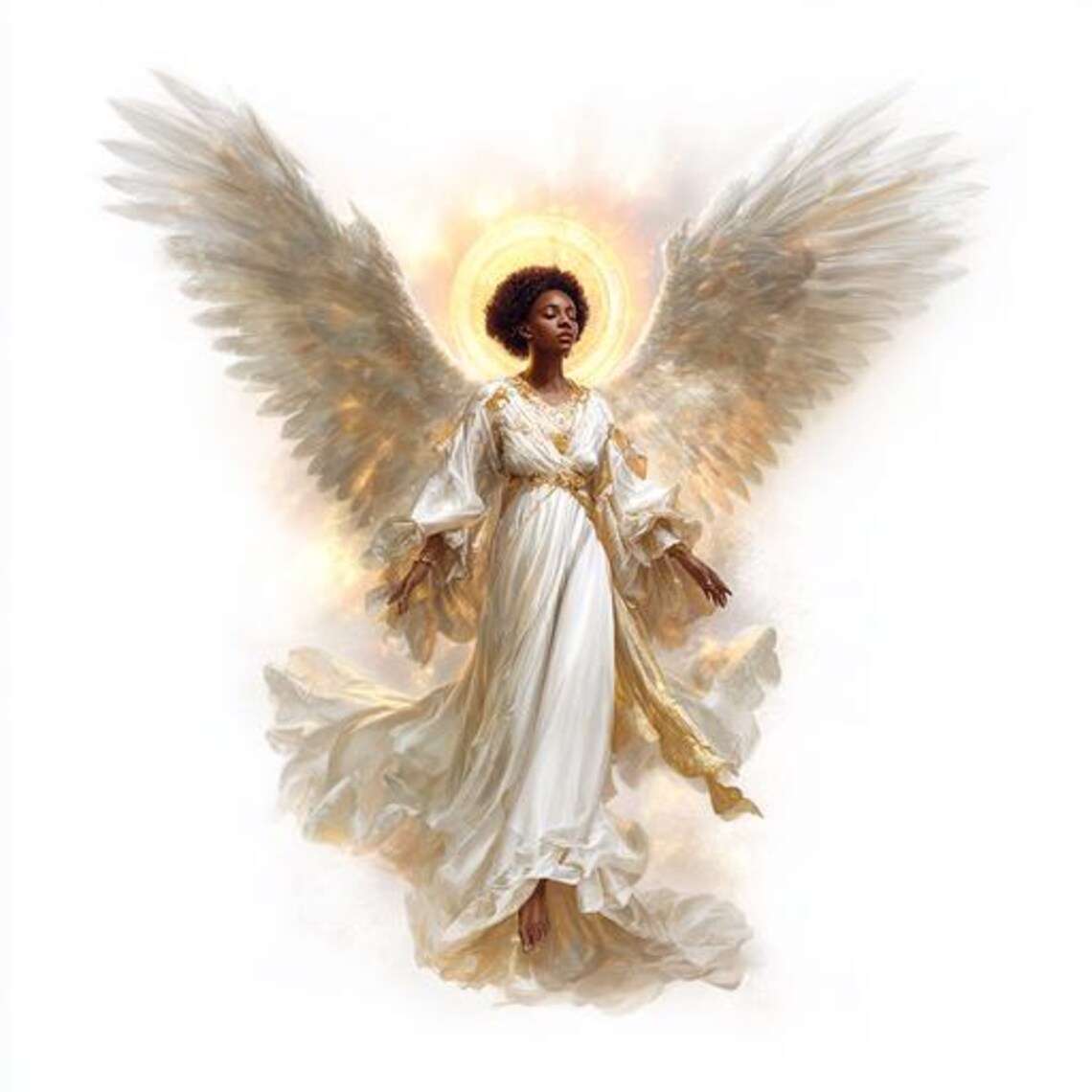 8 Black Woman Angel Clipart, Afro American Heavenly Guardian Angel ...