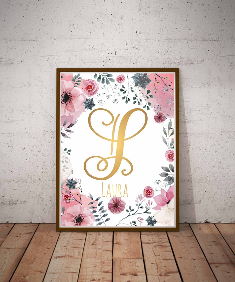 Laura Personalized Name Sign Nursery Floral Decor Printable - Etsy UK