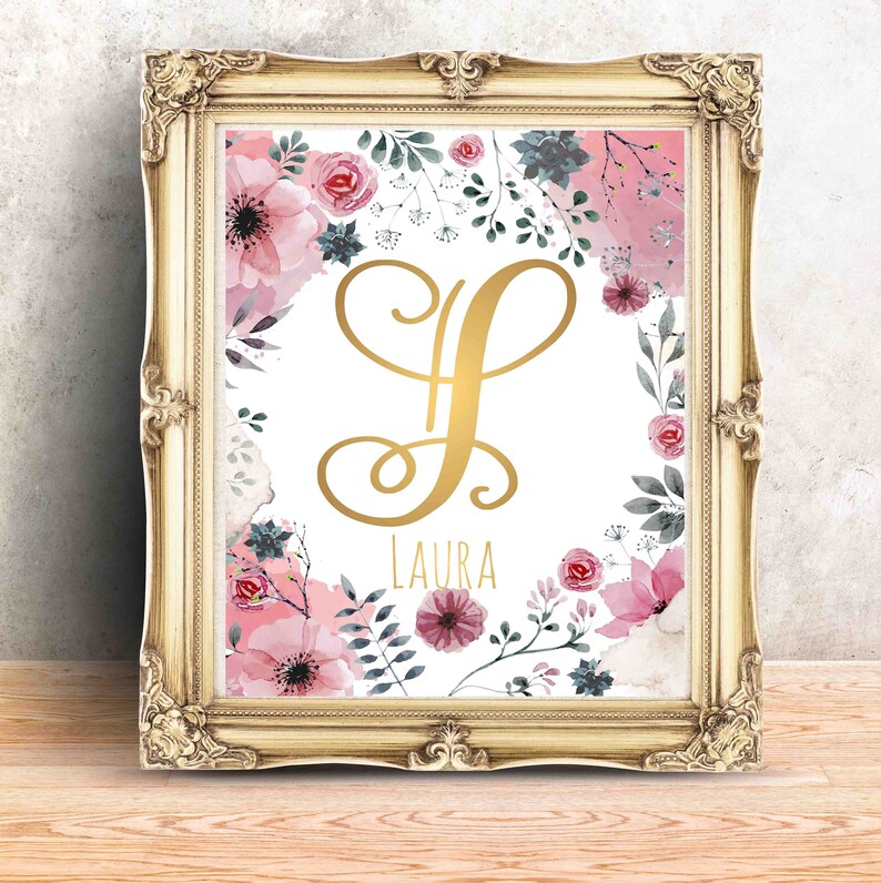 Laura Personalized Name Sign Nursery Floral Decor Printable - Etsy UK