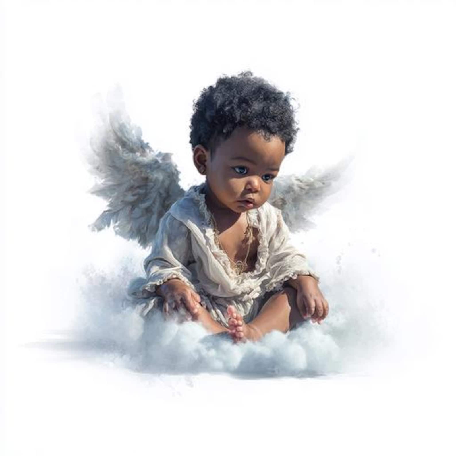 8 Black Baby Angel Clipart, Afro Cherub Kid Boy Girl, Watercolor ...
