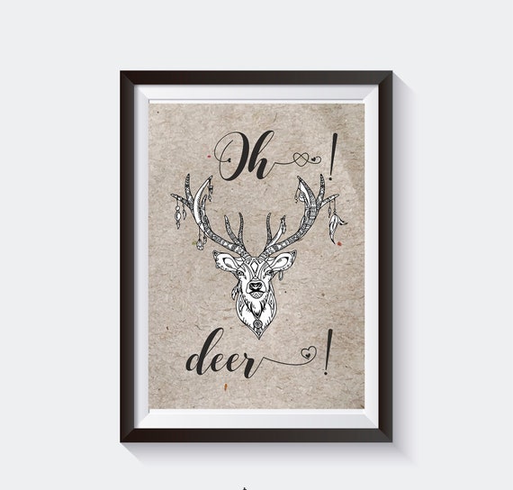 Oh Deer Poster Deer Printable Art Deer Wall Art Deer Art Print | Etsy