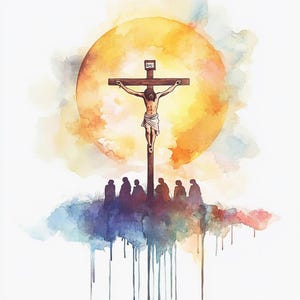 8 Jesus Crucifixion Clipart Golgotha Watercolor Christian Crucifix Art ...