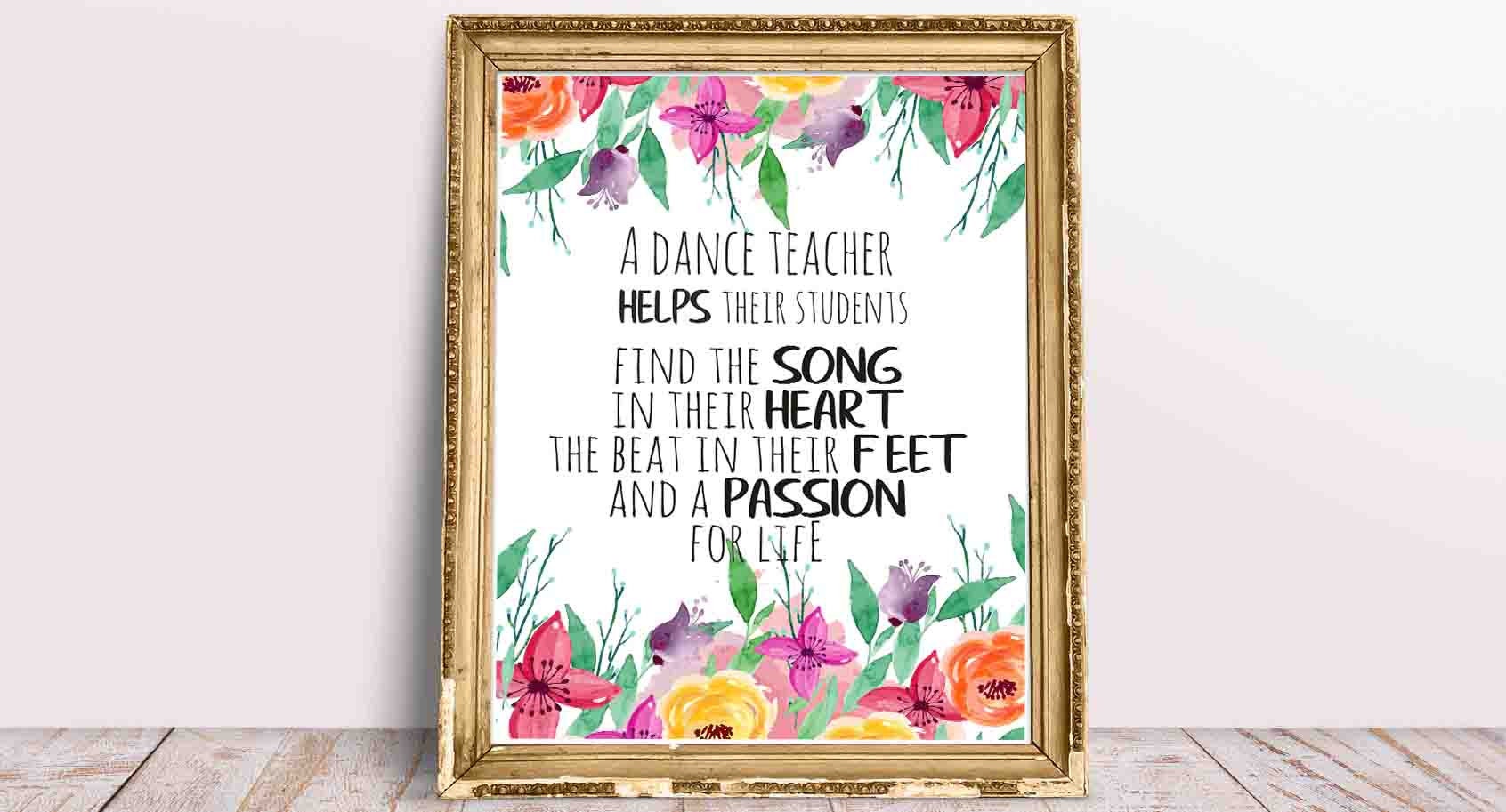 Dance Teacher Thank You Gift, Appreciation Gift, Printable, Quotes ...