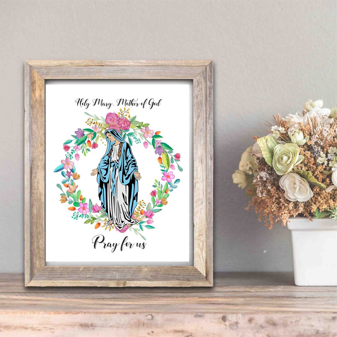 Virgin Mary Print Virgin Mary Wall Art Hail Mary Prayer Blessed Virgin ...