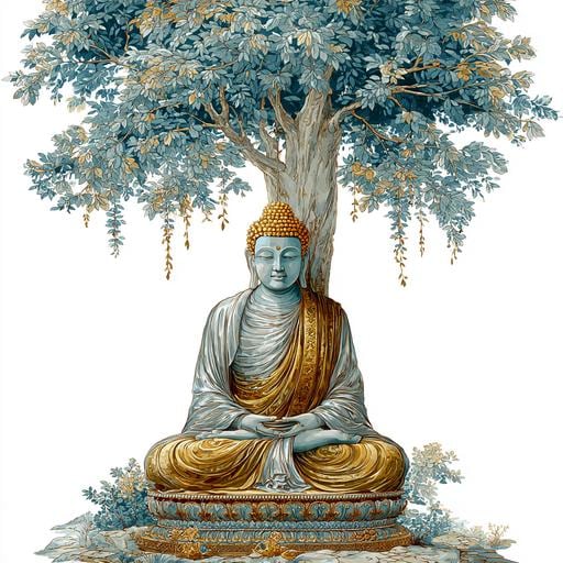8 Buddha Under Bodhi Tree Clipart, Sacred, Enlightenment Watercolor ...