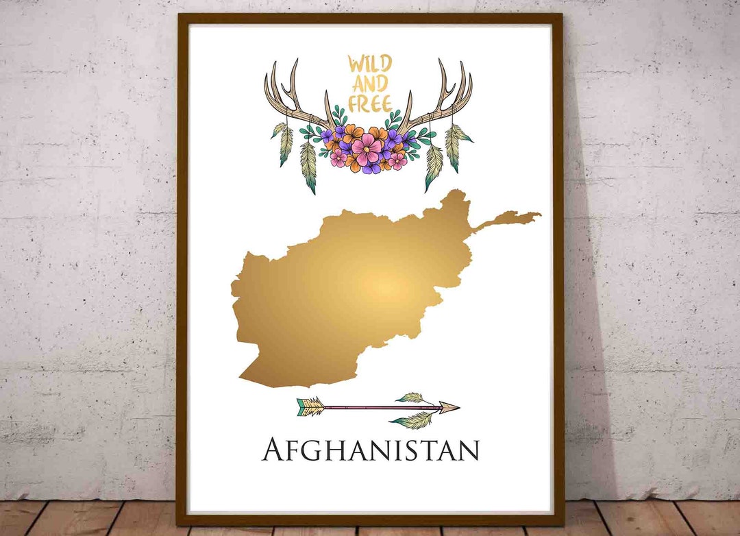Map Afghanistan Map of Afghanistan Wall Art Poster DIGITAL Afghanistan ...