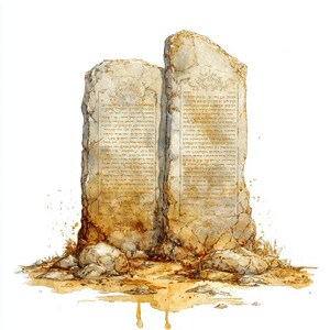 8 Two Tablets of Ten Commandments Clipart Moses Stone Graphic, Old ...
