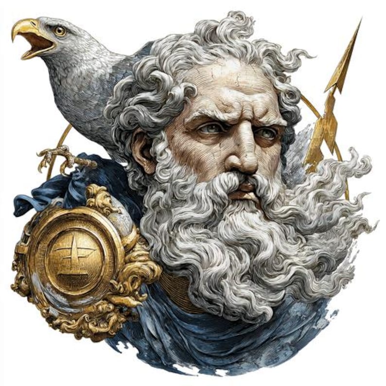 8 Zeus Clipart Greek Mythology God, Watercolor Printable, Digital ...