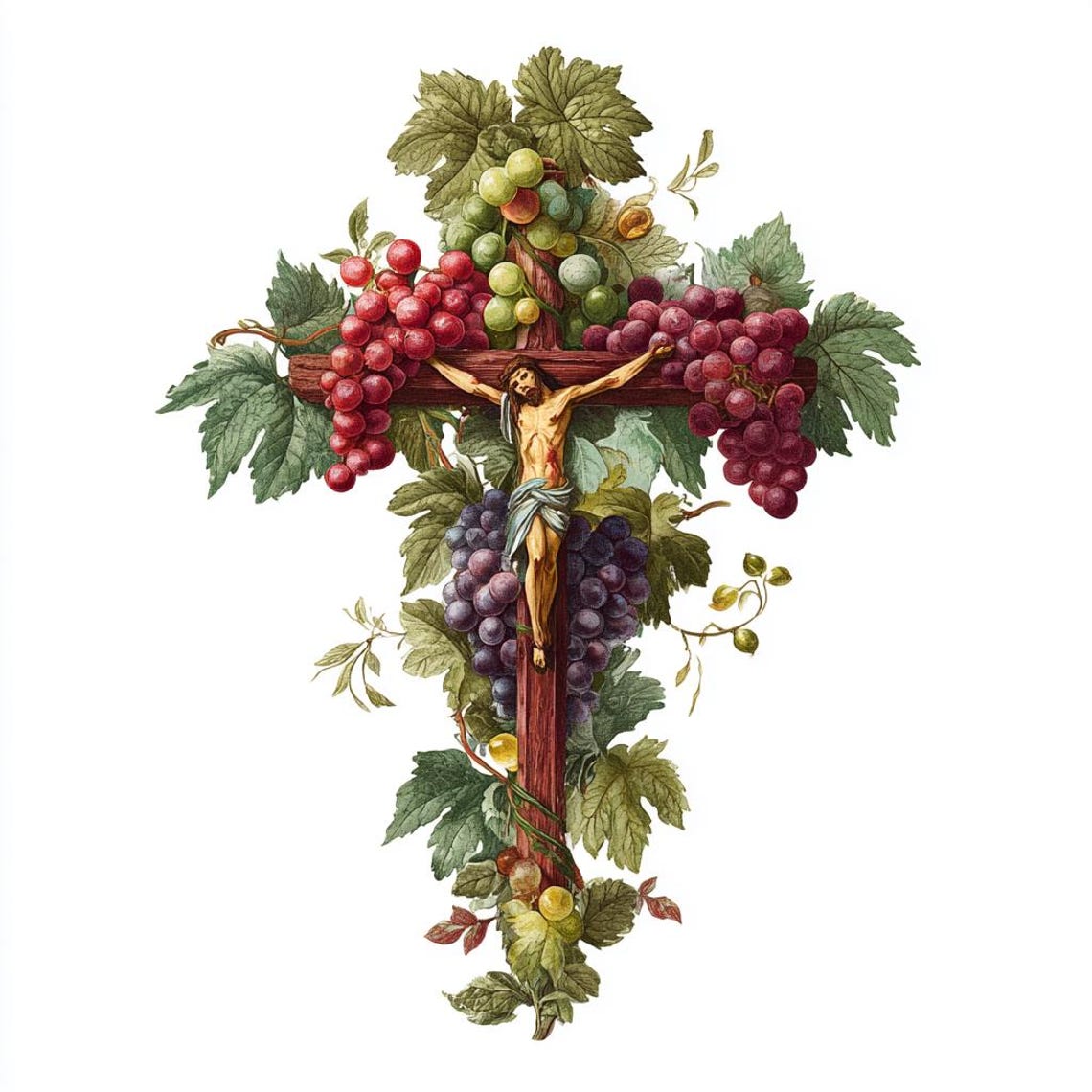 8 Floral Cross Clipart Vine and Branches Crucifix True Vine Pngs I Am ...