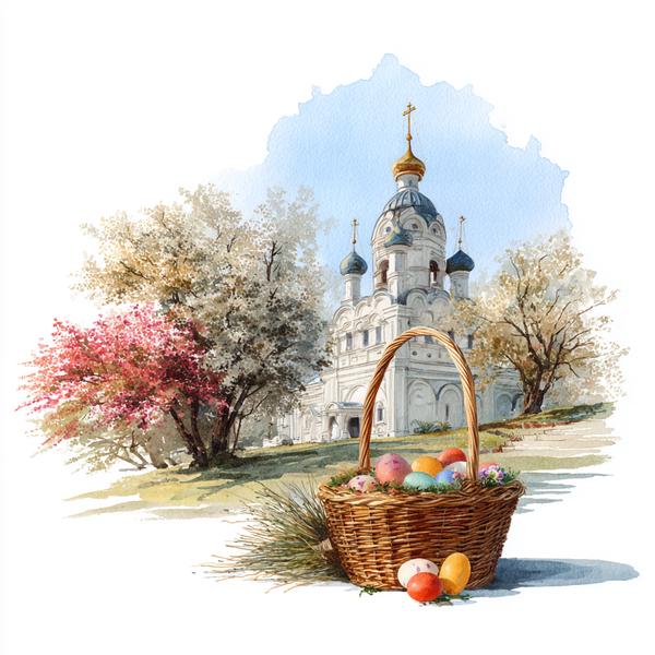 8 Orthodox Easter Clipart Russian Eggs Basket Watercolor Printable ...