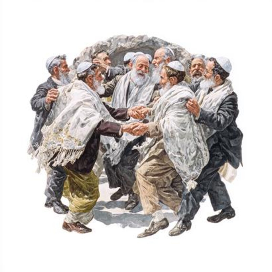 8 Jewish Hora Dance Clipart Men Dancing Wall Art Watercolor Painting ...