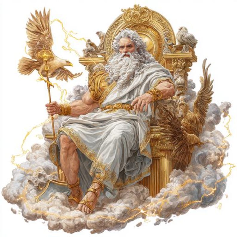 8 Zeus Clipart Greek Mythology God, Watercolor Printable, Digital ...