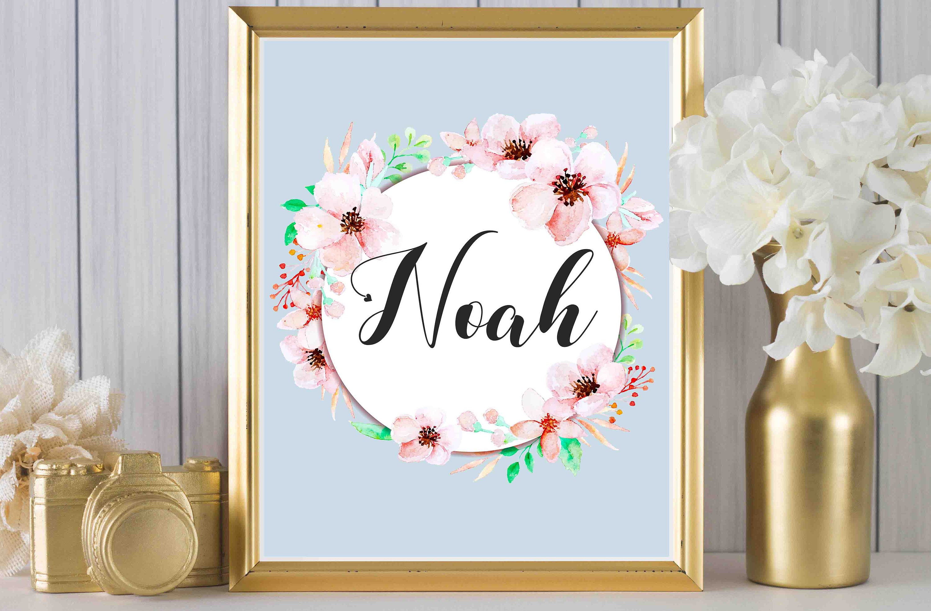 Baby Initial Print Noah Name Art Noah Kinderzimmer Art Boy - Etsy.de