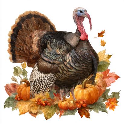 8 Cute Autumn Turkey Clipart Fall Animals Thanksgiving Artwork ...